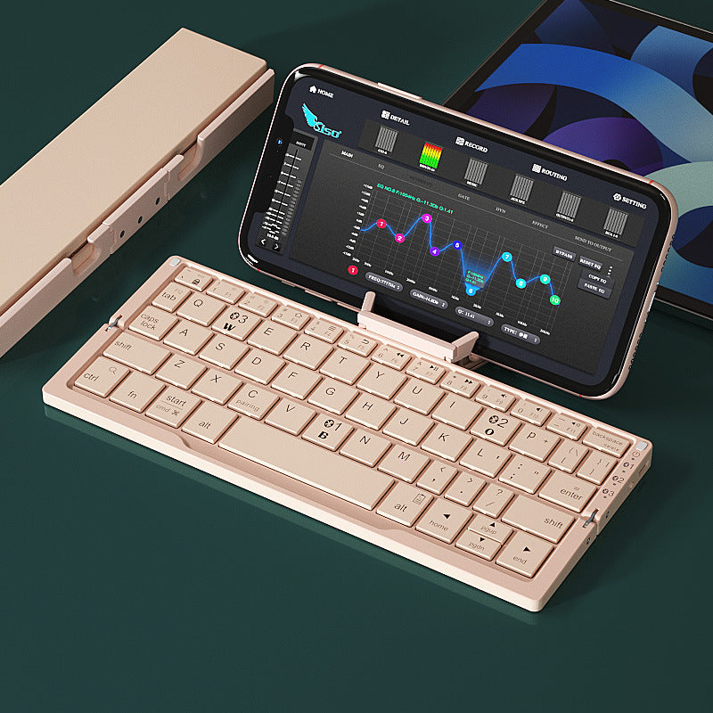 Folding Bluetooth Keyboard – Compact, Rechargeable, with a Stand – Ludyifi